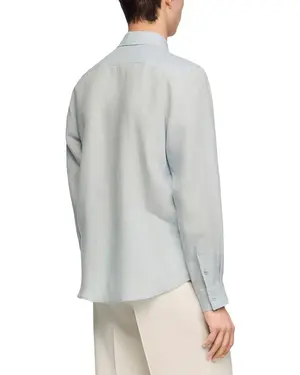 Sandro Linen Long Sleeve Shirt - Sky Blue