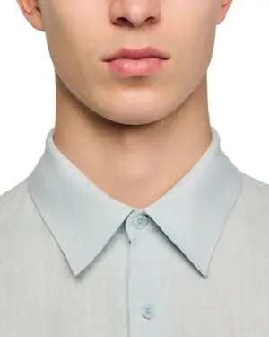 Sandro Linen Long Sleeve Shirt - Sky Blue