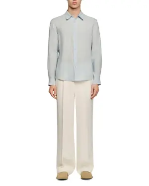 Sandro Linen Long Sleeve Shirt - Sky Blue