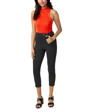 Hue High Rise Ultra Soft Denim Capri Leggings - Black