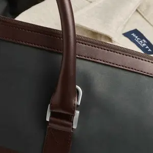 CARL FRIEDRIK Compact Leather Weekender Bag - Navy/hackett
