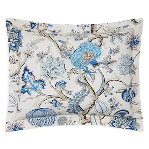 SFERRA X Scalamandre Pondicherry Floral Percale Sham, Euro - Sea