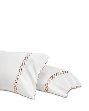 PRATESI Treccia Splendore King Pillowcase, Pair - White/rose Gold