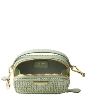 Prada Crochet And Leather Mini-pouch - Green