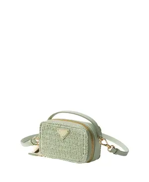 Prada Crochet And Leather Mini-pouch - Green