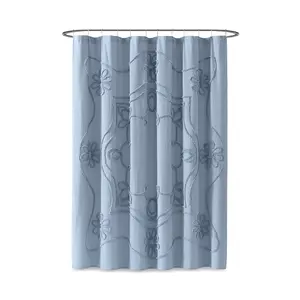 PERI HOME Retro Scroll Shower Curtain - Blue