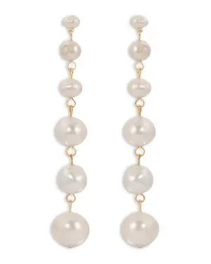Ettika Cultured Freshwater Pearl Linear Drop Earrings - Gold