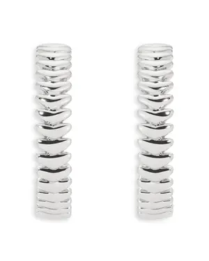 Ettika Metal Moderna Large Half Hoop Earrings - Silver