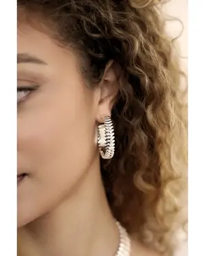 Ettika Metal Moderna Large Half Hoop Earrings - Silver