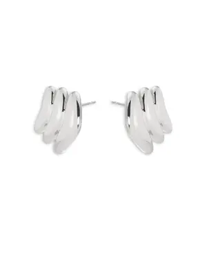 Ettika Moderna Metal Stud Earrings - Silver