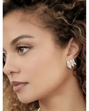 Ettika Moderna Metal Stud Earrings - Silver