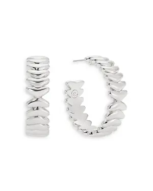 Ettika Metal Moderna Medium Half Hoop Earrings - Silver