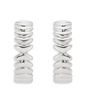 Ettika Metal Moderna Medium Half Hoop Earrings - Silver