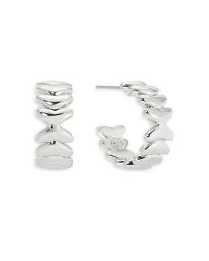 Ettika Metal Half Hoop Earrings - Silver