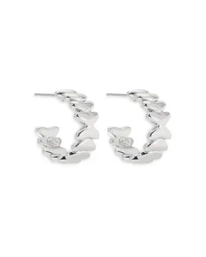 Ettika Metal Half Hoop Earrings - Silver