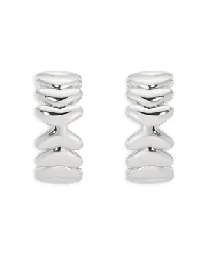 Ettika Metal Half Hoop Earrings - Silver