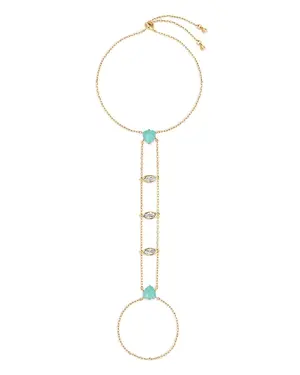 Ettika Solstice & Cubic Zirconia Hand Chain - Turquoise
