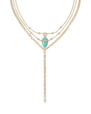 Ettika Solstice & Cubic Zirconia Convertible Layered Lariat Necklace - Turquoise