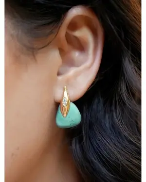 Ettika Solstice & Cubic Zirconia Drop Earrings - Turquoise