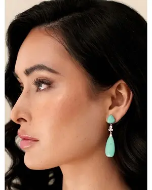 Ettika Solstice & Cubic Zirconia Linear Drop Earrings - Turquoise