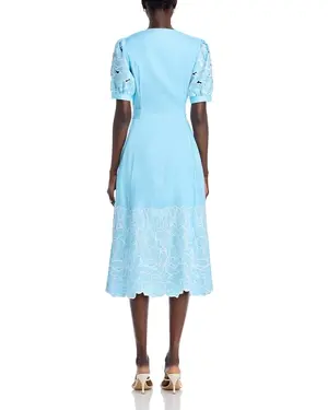 Elie Tahari The Jade Linen Eyelet Dress In Waterdrop - 70% Off |  Editorialist