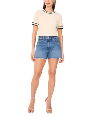 Vince Camuto Short Sleeve Crewneck Sweater - Almond