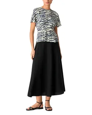 Whistles Feathered Tiger Shirred Blouse - Ivory/multi