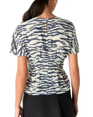 Whistles Feathered Tiger Shirred Blouse - Ivory/multi