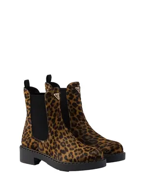 Prada Printed Leather Chelsea Boots