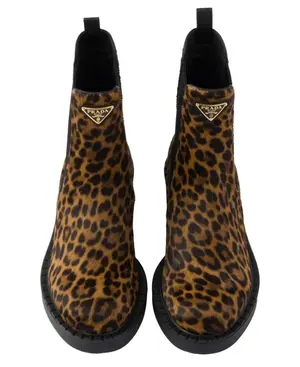 Prada Printed Leather Chelsea Boots