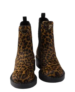 Prada Printed Leather Chelsea Boots