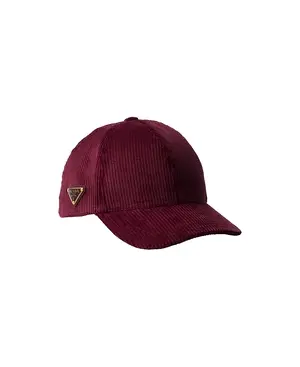 Prada Corduroy Baseball Cap - Burgundy