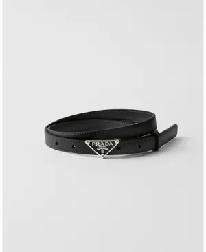 Prada Saffiano Leather Belt - Black/silver