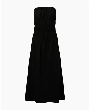 Onia Air Linen Smocked Maxi Dress - Black
