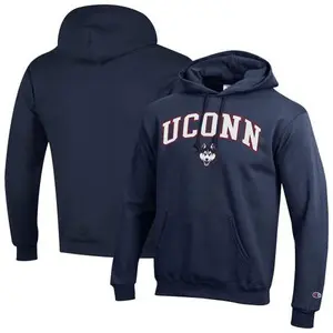Champion Uconn Huskies Arched Logo Fleece Pullover Hoodie - Navy