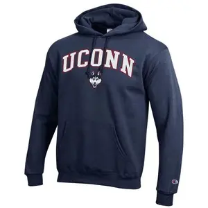 Champion Uconn Huskies Arched Logo Fleece Pullover Hoodie - Navy