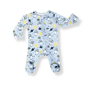 NORANI Organic Cotton Zip Footie - Space Bears