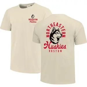 IMAGE ONE Northeastern Huskies Comfort Colors Mascot Overlay T-shirt - Cream