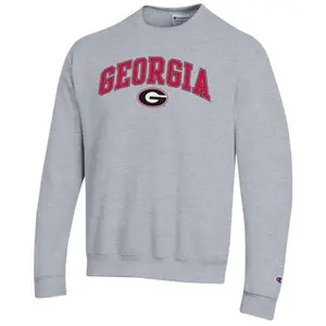 Champion Georgia Bulldogs Arch Over Logo Pullover Sweatshirt - Heather Gray