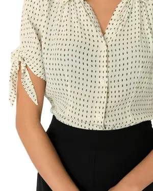 Whistles Oval Spot Tie Sleeve Shirt