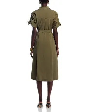 LA FEE MARABOUTEE Tie Waist Elbow Sleeve Shirt Dress