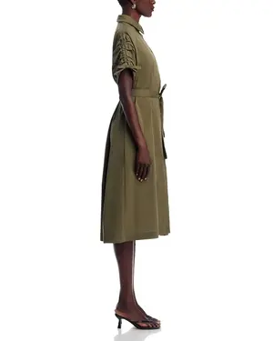 LA FEE MARABOUTEE Tie Waist Elbow Sleeve Shirt Dress