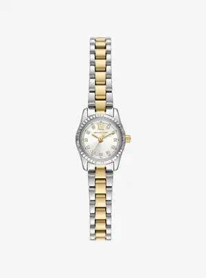 Michael Kors Micro Lexington Pavé Two-tone Watch - Silver