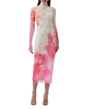AFRM Shailene Mesh Midi Dress - Cloud Floral