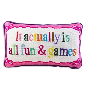 FURBISH Fun And Games Needlepoint Decorative Pillow - Purple