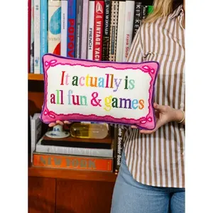 FURBISH Fun And Games Needlepoint Decorative Pillow
