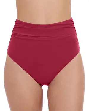 GOTTEX Shirred High-waist Bikini Bottom - Brick