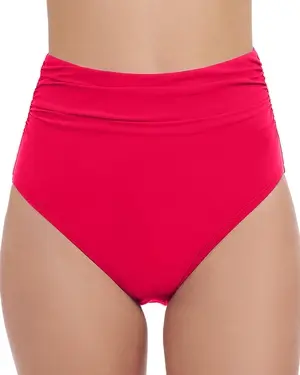GOTTEX Shirred High-Waist Bikini Bottom Rose Red