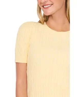 CECE DUPRAZ Cable Crewneck Puff Sleeve Top