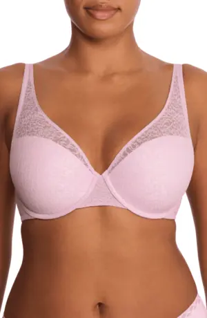 Natori Pretty Smooth Lace Underwire T-shirt Bra Soft Mulberry